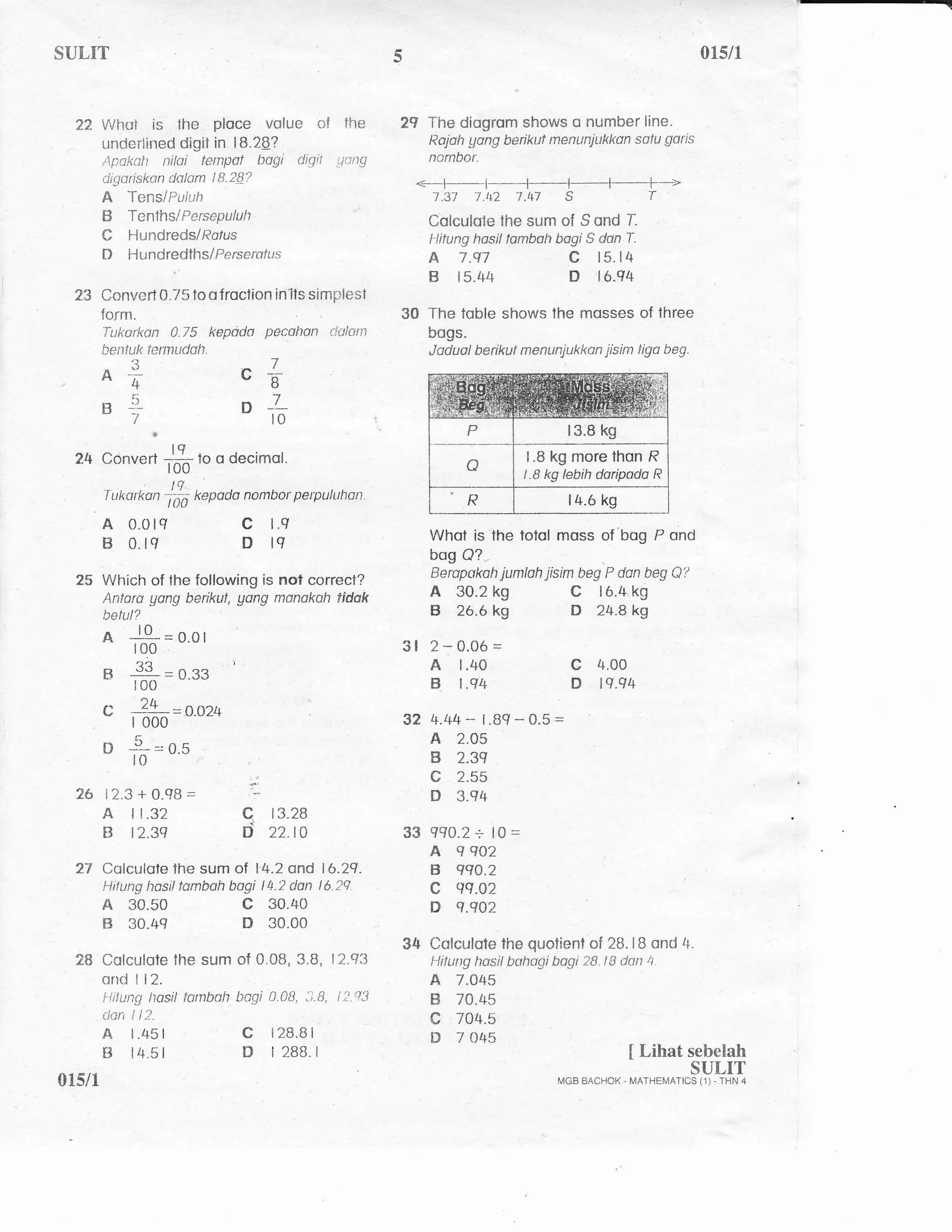 Tahun 4 kertas 1 april | PDF