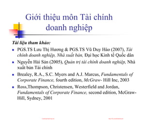Tài chính Doanh nghiệp chương 1 | PDF