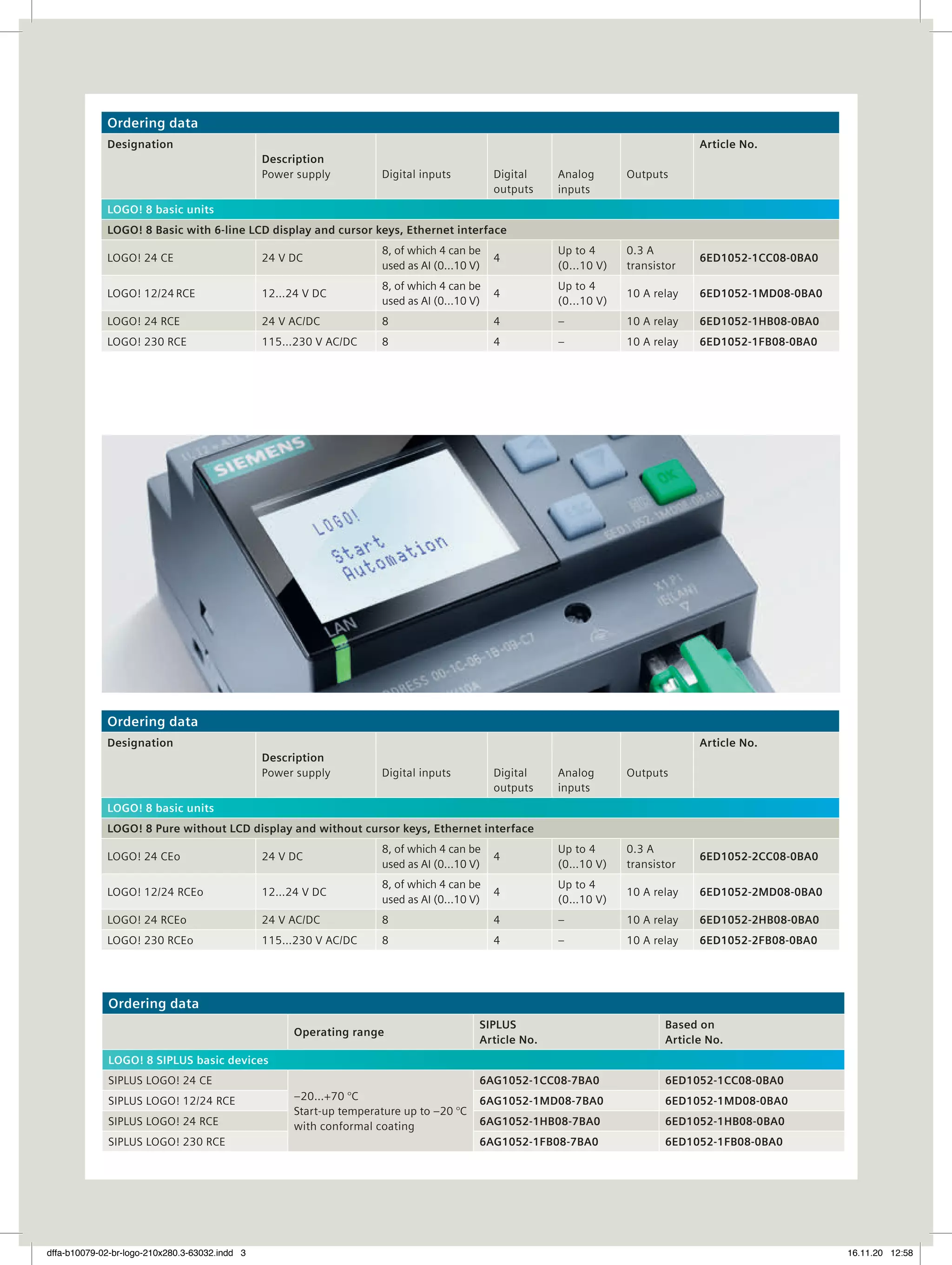 Tài liệu hướng dẫn sử dụng bộ điều khiển Siemens Simatics LOGO! | PDF