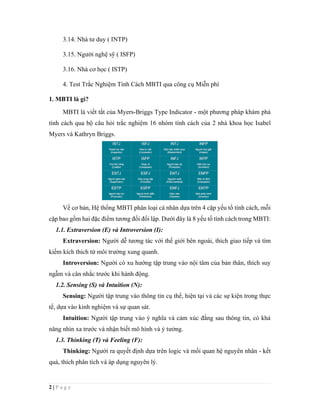 Công cụ Trắc nghiệm tính cách MBTI miễn phí | PDF