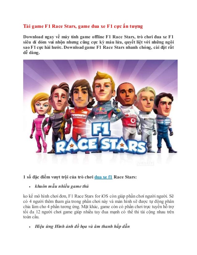 Tai game f1 race stars, tai game dua xe f1 free