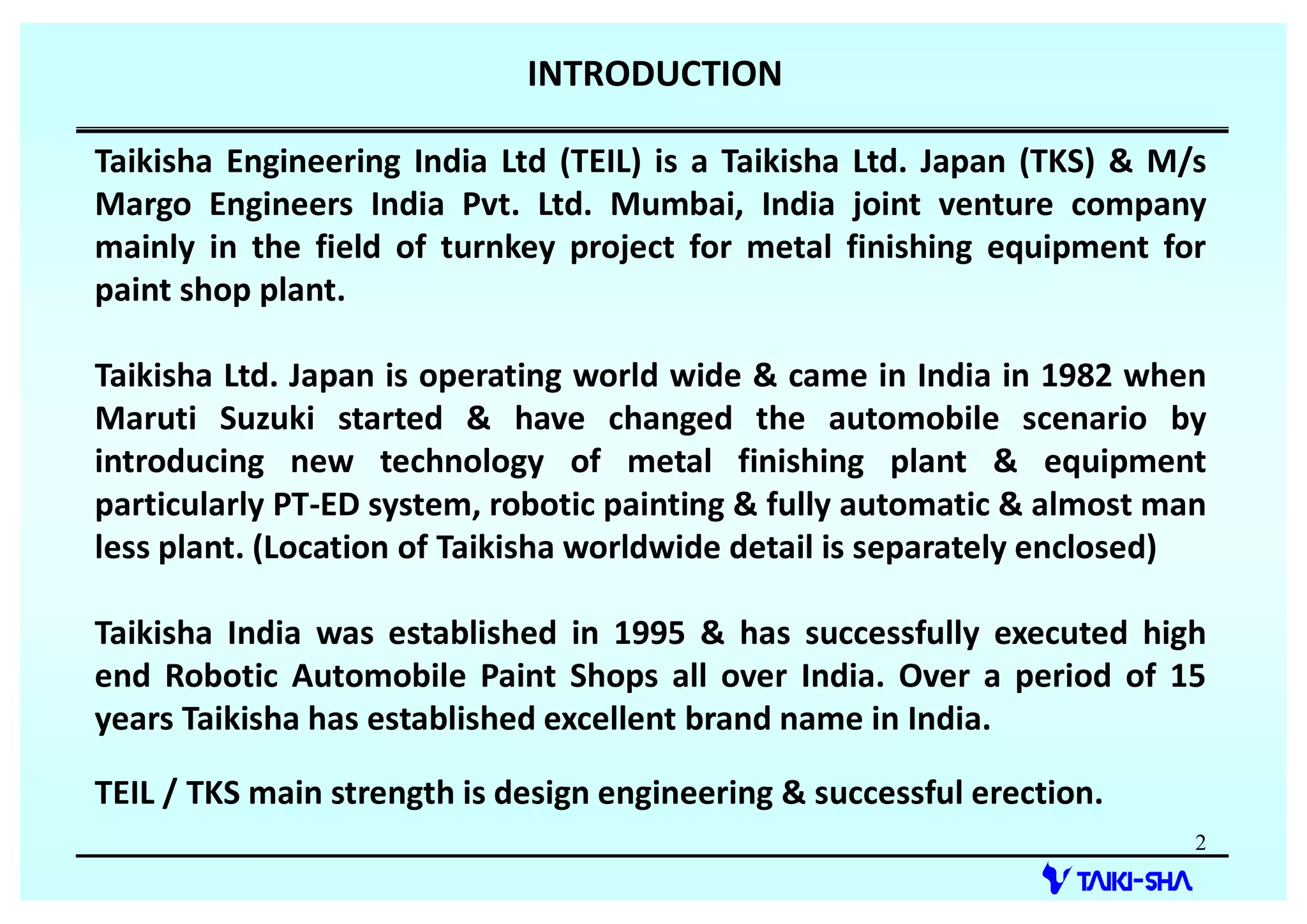Taikisha Engineering India Limited, Gurgaon, Painting Plants And Equipment | PDF