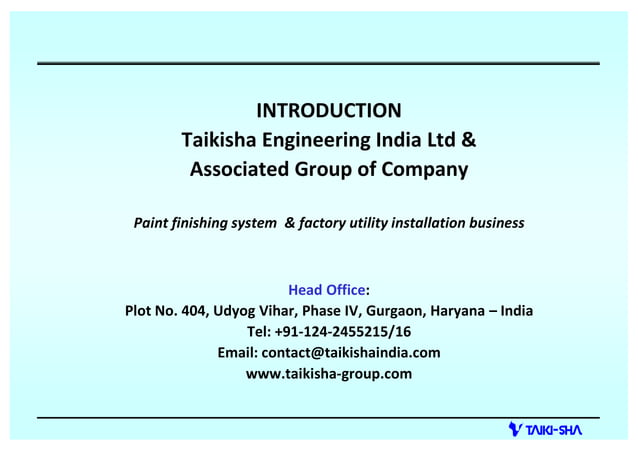 Taikisha Engineering India Limited, Gurgaon, Painting Plants And ...