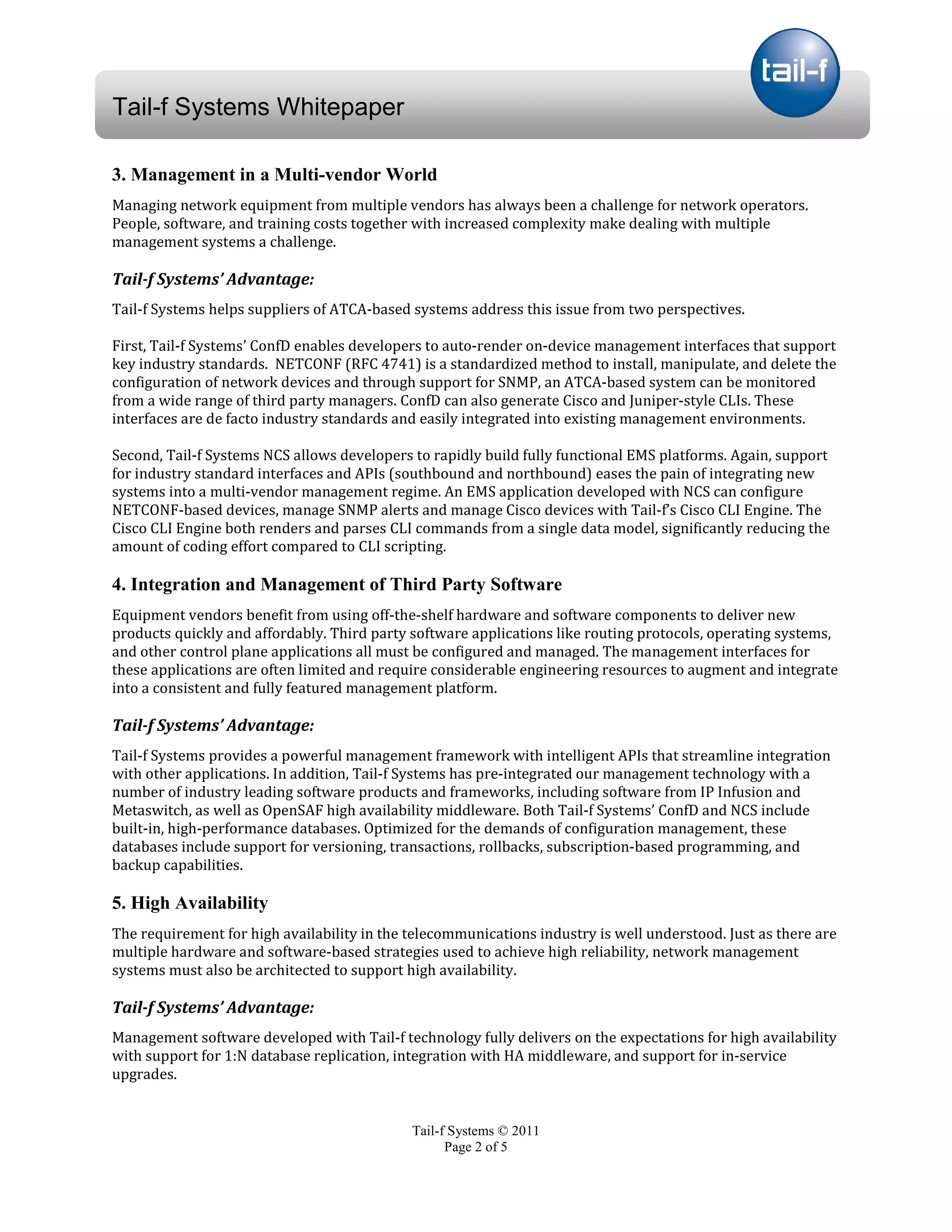 Tail f Systems Whitepaper - Top Ten Management Issues for ATCA | PDF