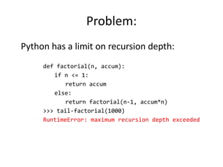 TCO in Python via bytecode manipulation. | PPT