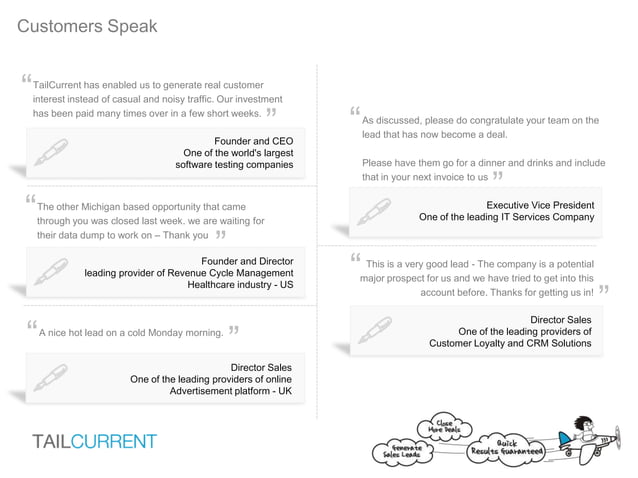 Tail current engagement overview | PPTX | Sales | Business