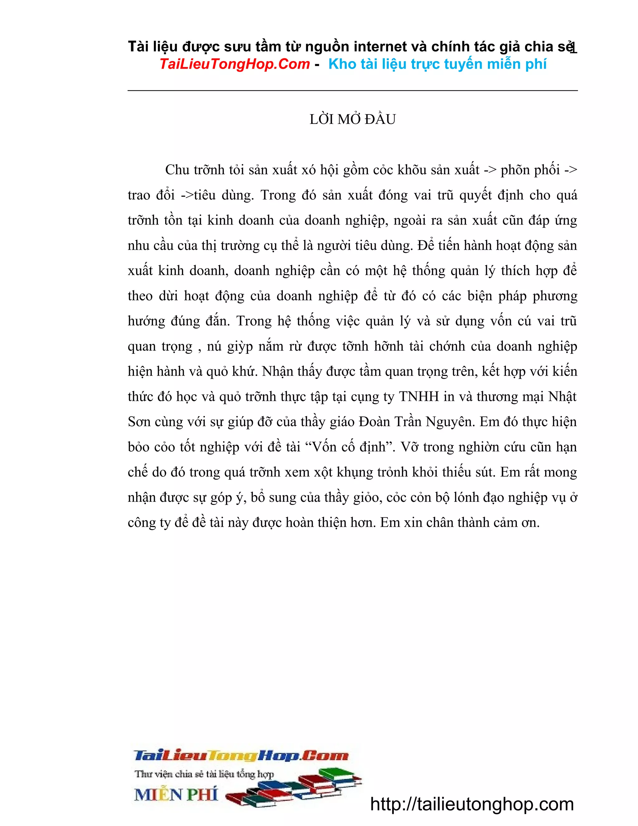 Tailieu.vncty.com kt008 - ql va su dung von tai cty tnhh in tm nhat son ...