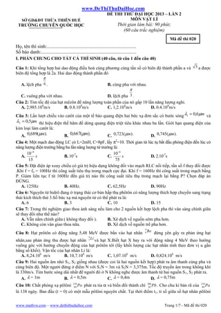 Tailieu.vncty.com de thi quoc hoc hue | PDF