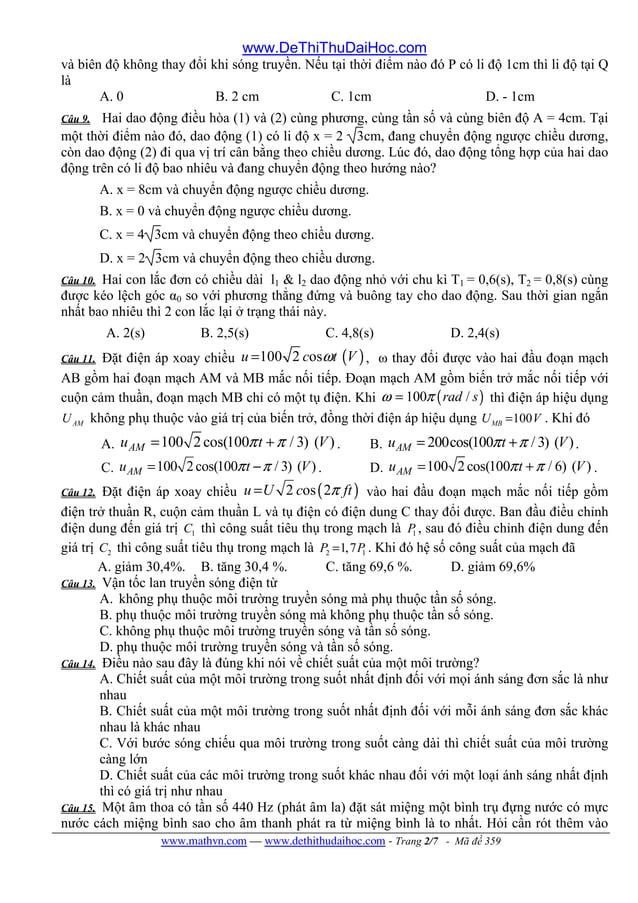 Tailieu.vncty.com de thi thu chuyen nguyen trai - hai duong | PDF