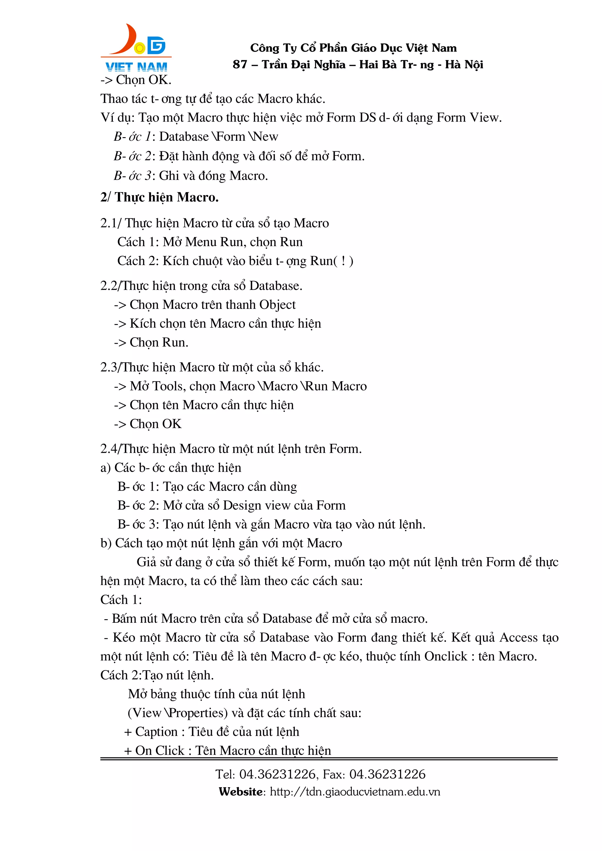 Tailieu.vncty.com lap trinh access 2008 | PDF