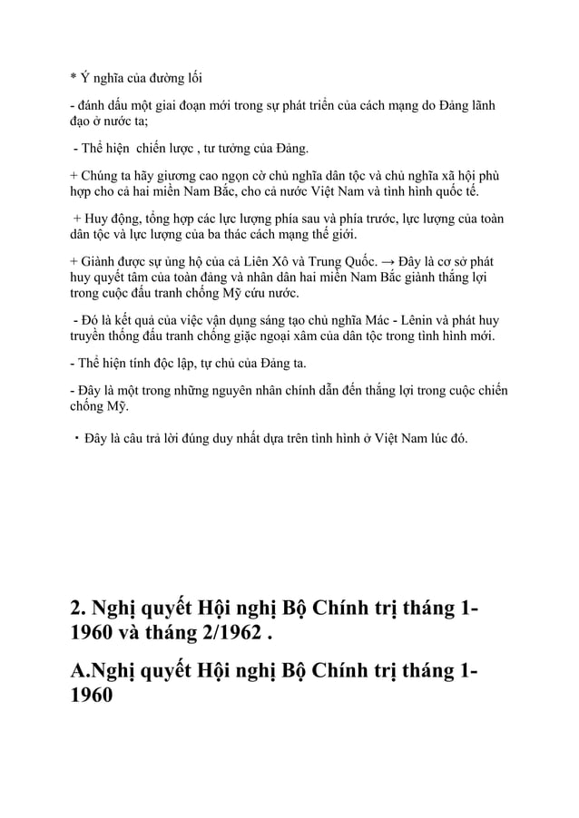 1. Nội dung đường lối kháng chiến chống Mỹ , cứu nước ( Đại hội III năm 1960 của Đảng ) . 2 ...