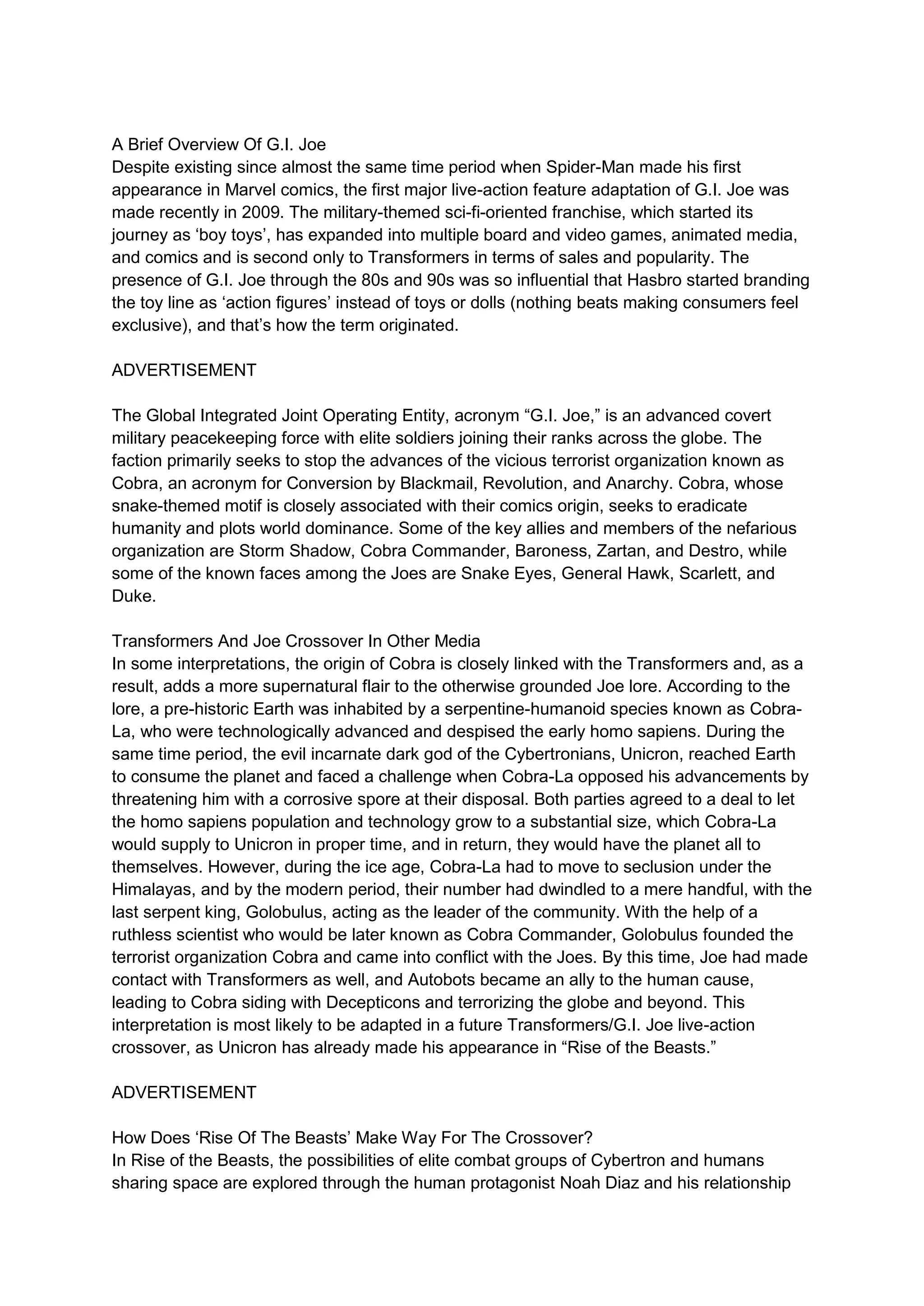 The G.I. Joe Connection In ‘Transformers: Rise Of The Beasts ...