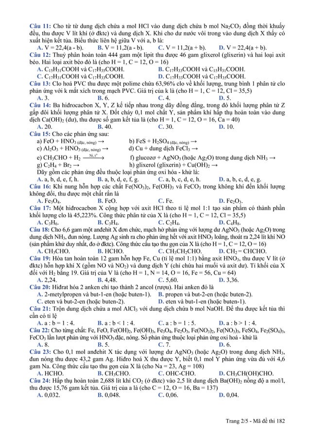 Tai lieu luyen thi mon hoa de thi dh hoa khoi a - nam 2007 | PDF