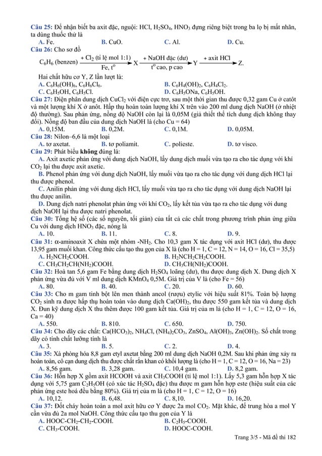 Tai lieu luyen thi mon hoa de thi dh hoa khoi a - nam 2007 | PDF