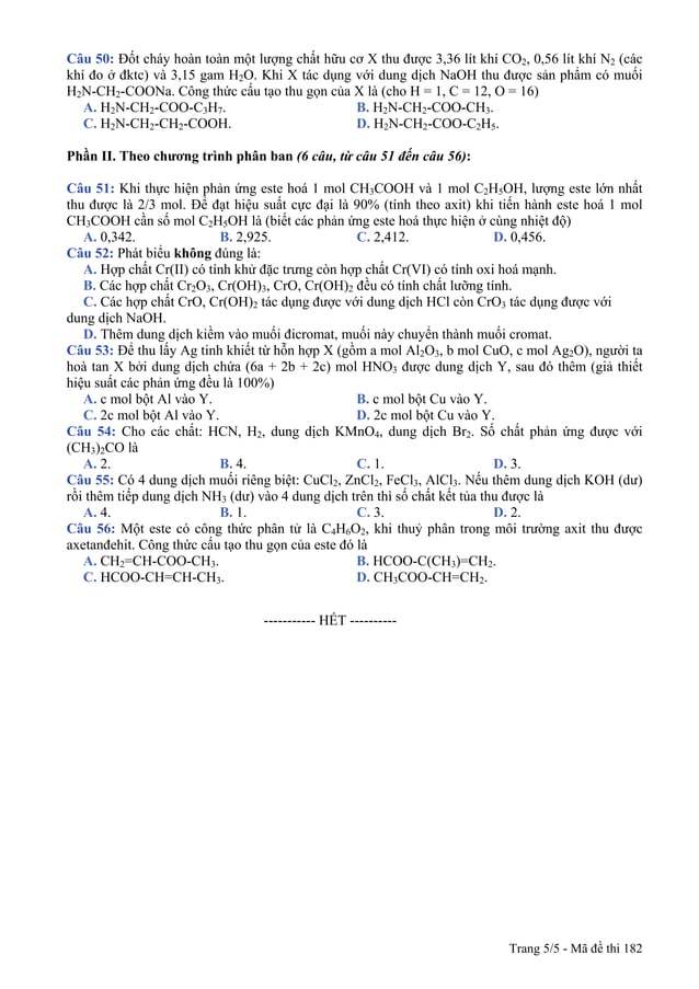 Tai lieu luyen thi mon hoa de thi dh hoa khoi a - nam 2007 | PDF