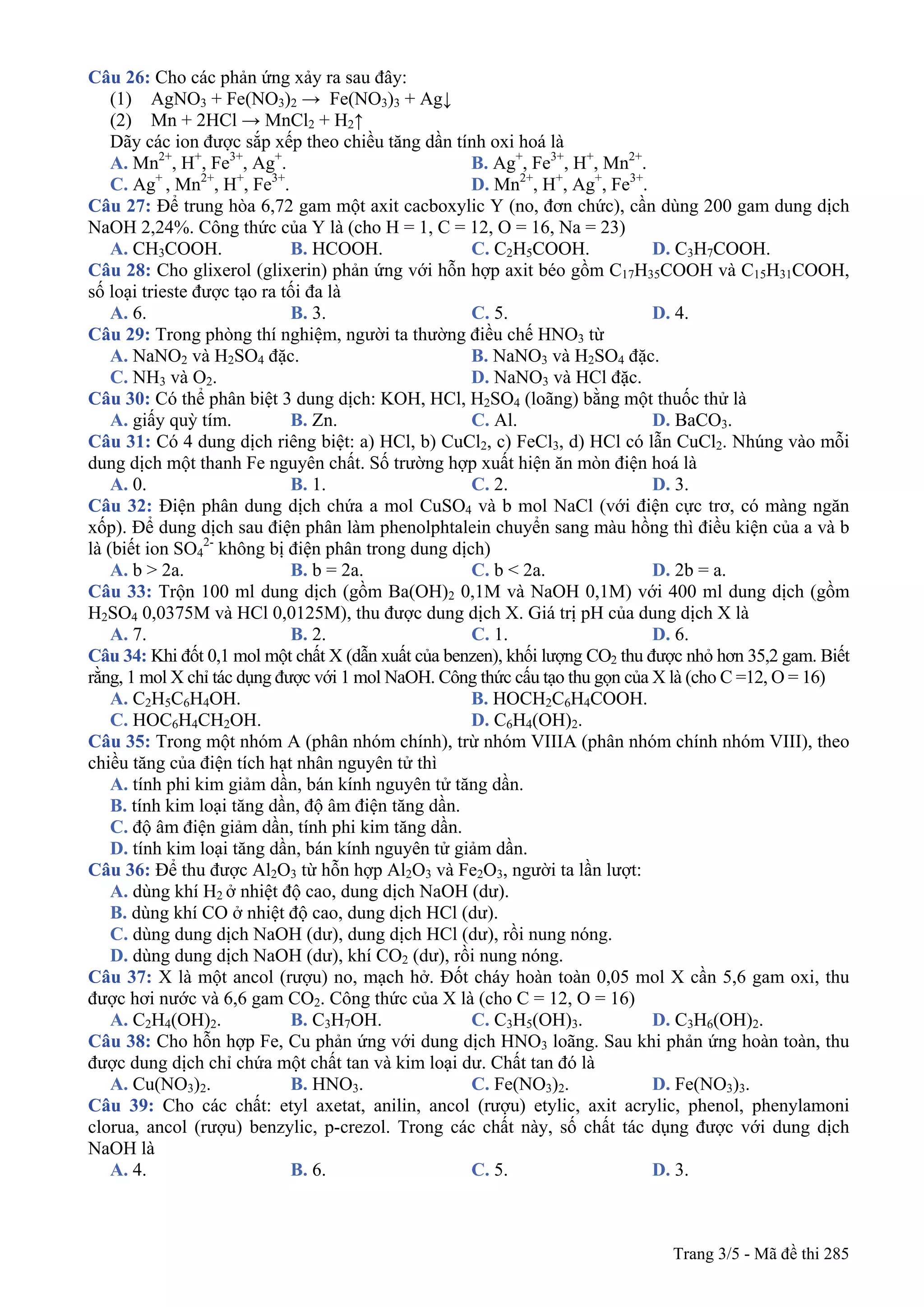 Tai lieu luyen thi mon hoa de thi dh hoa khoi b - nam 2007 | PDF