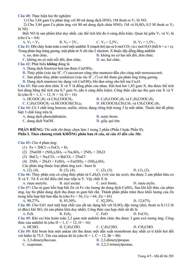 Tai lieu luyen thi mon hoa de thi dh hoa khoi b - nam 2007 | PDF