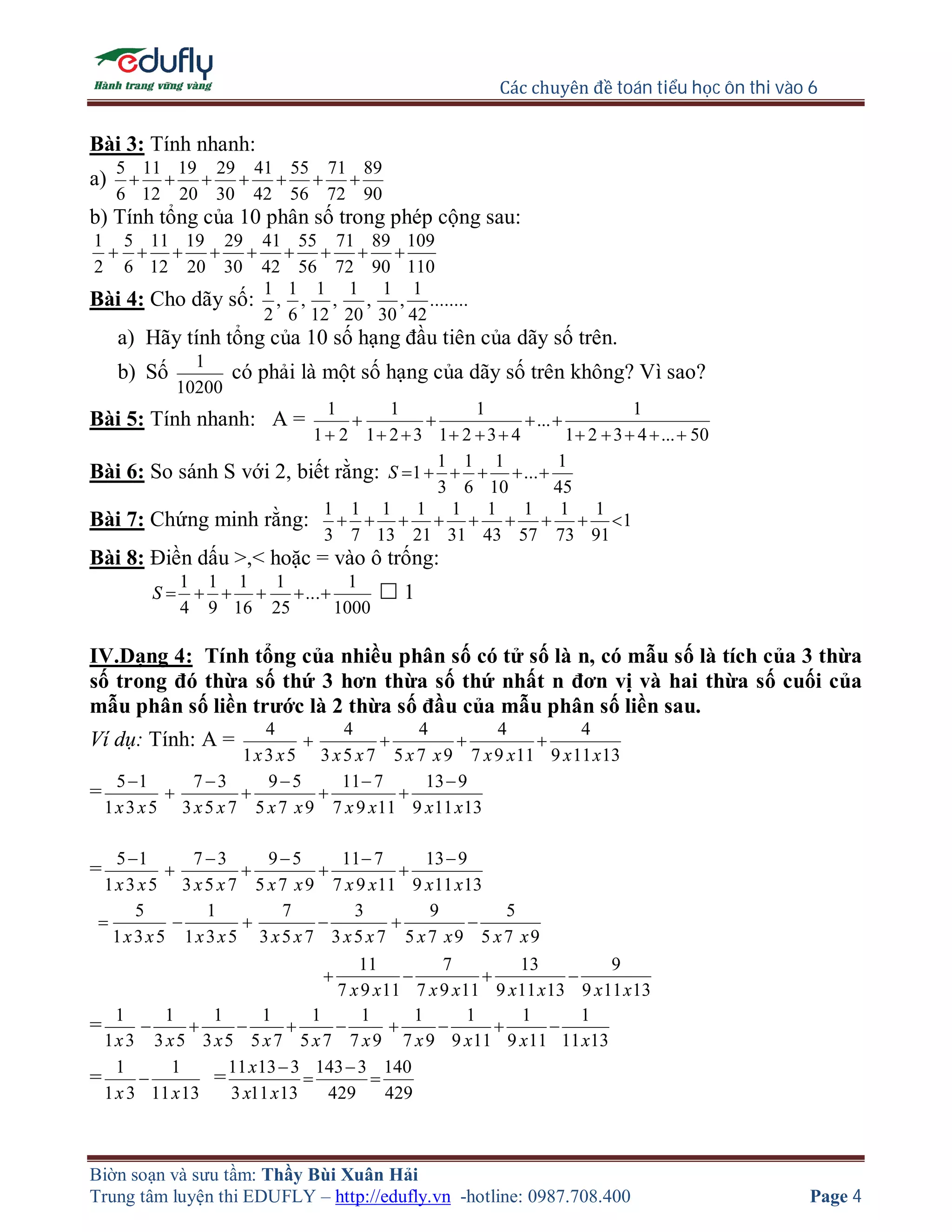 Tai lieu rat hay ve chuyen de tinh tong chuoi so hay cau kho | PDF