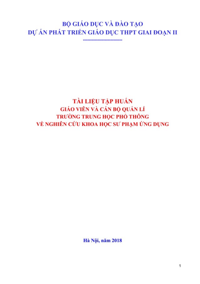 Tài liệu tập huấn NCKH SP ứng dụng | PDF