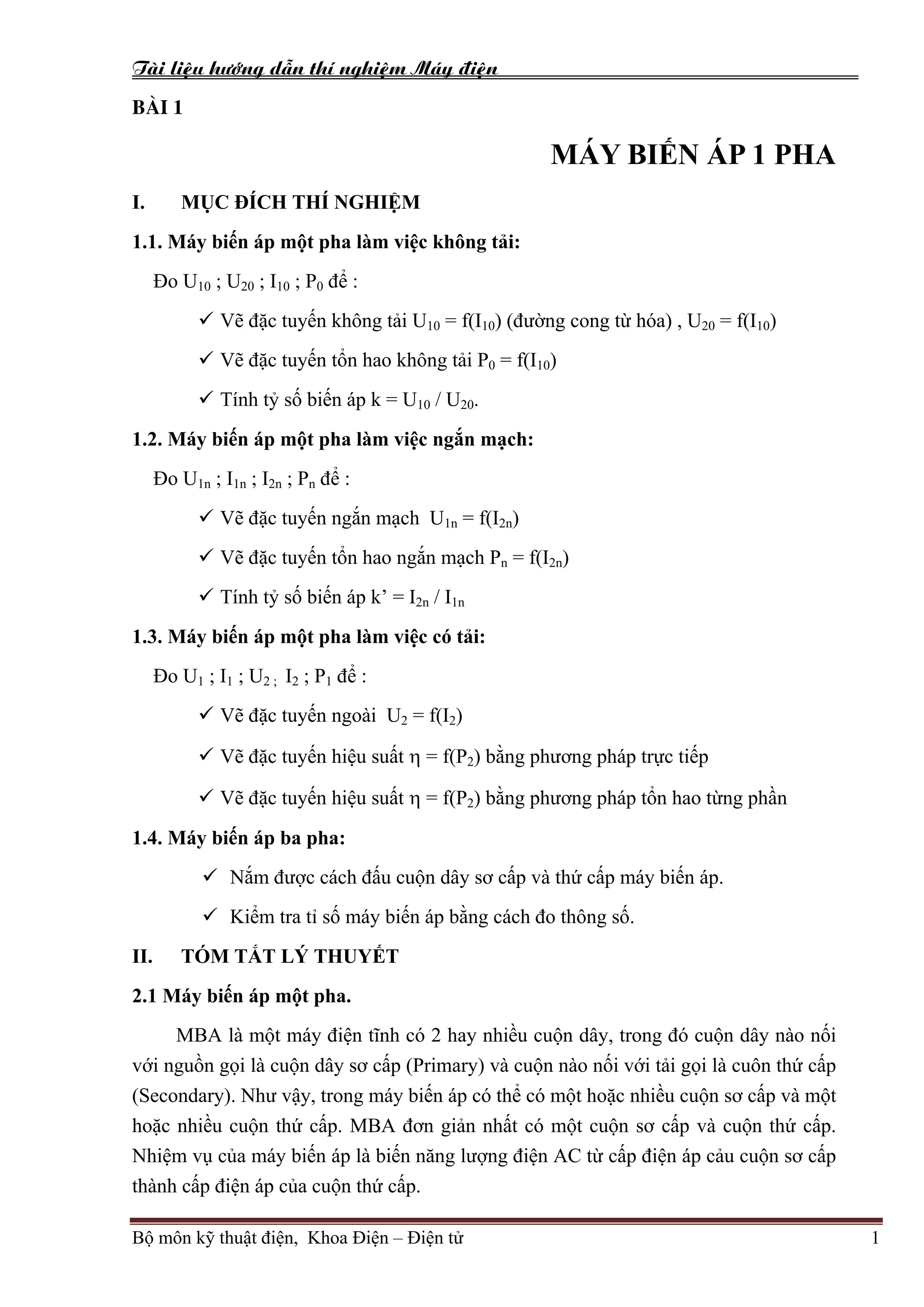 Tai lieu thi nghiem may dien | PDF