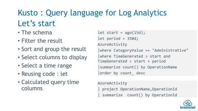 Tailor azure log analytics with kusto queries | PPTX | Databases | Computer Software and ...