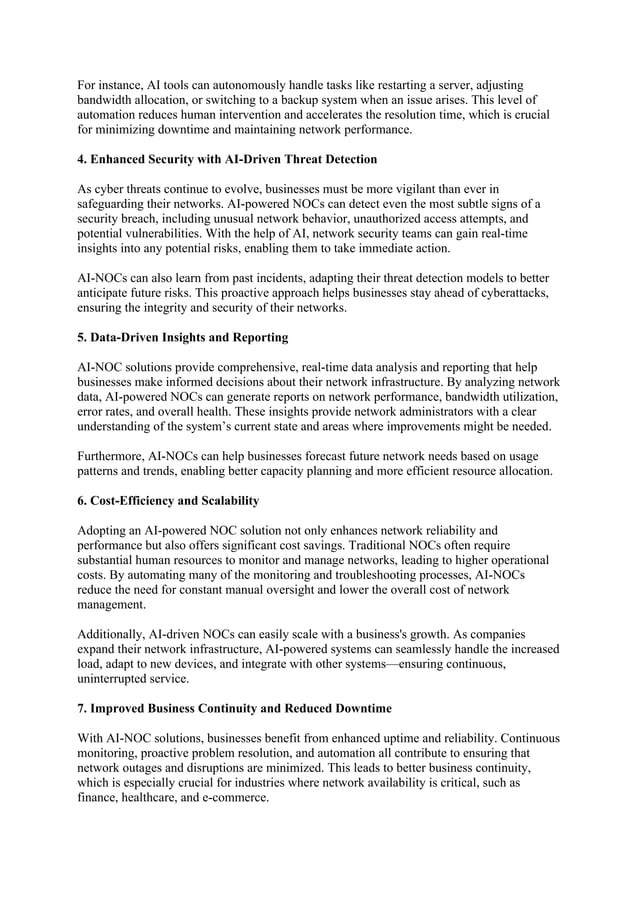 Tailored Noc Solutions For Seamless Network Monitoring And Support From Ai Docx