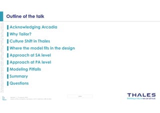 Tailoring Arcadia Framework in Thales UK | PPT