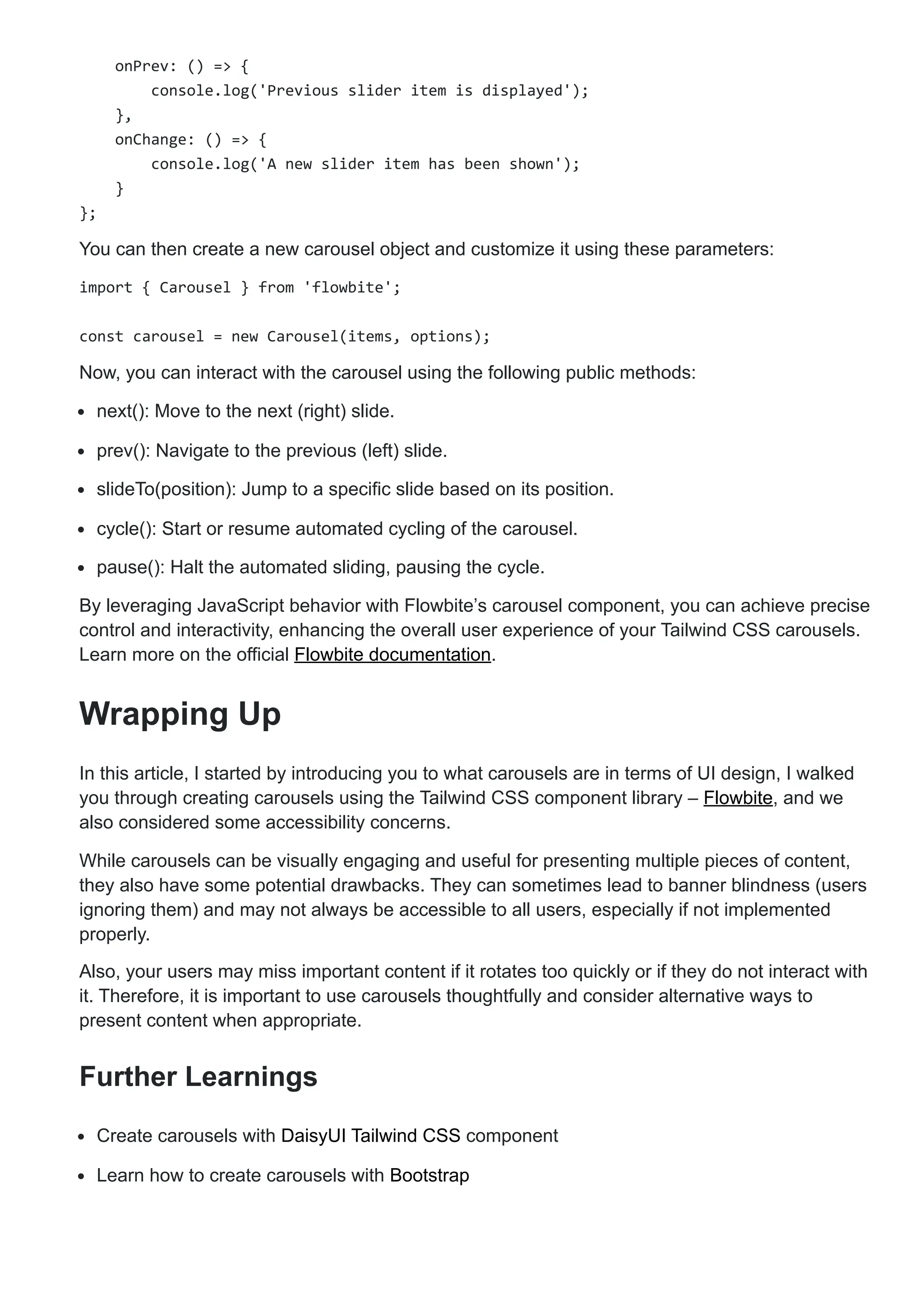 Tailwind Carousel: Create Responsive Carousels Easily - Blogs | PDF