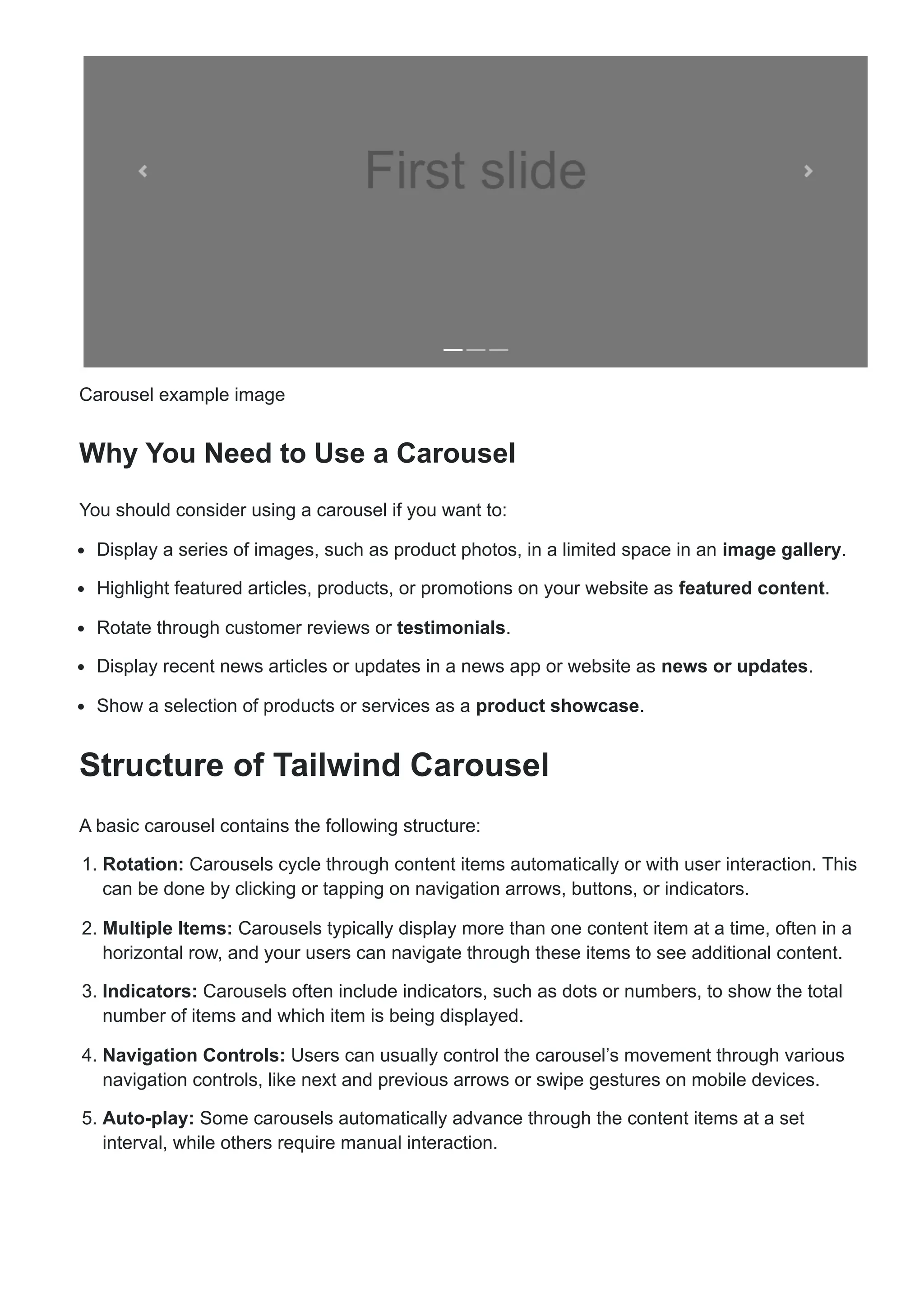 Tailwind Carousel: Create Responsive Carousels Easily - Blogs | PDF
