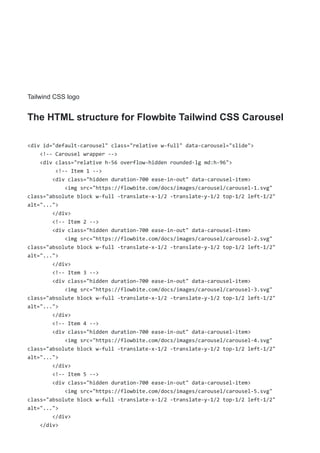 Tailwind Carousel: Create Responsive Carousels Easily - Blogs | PDF