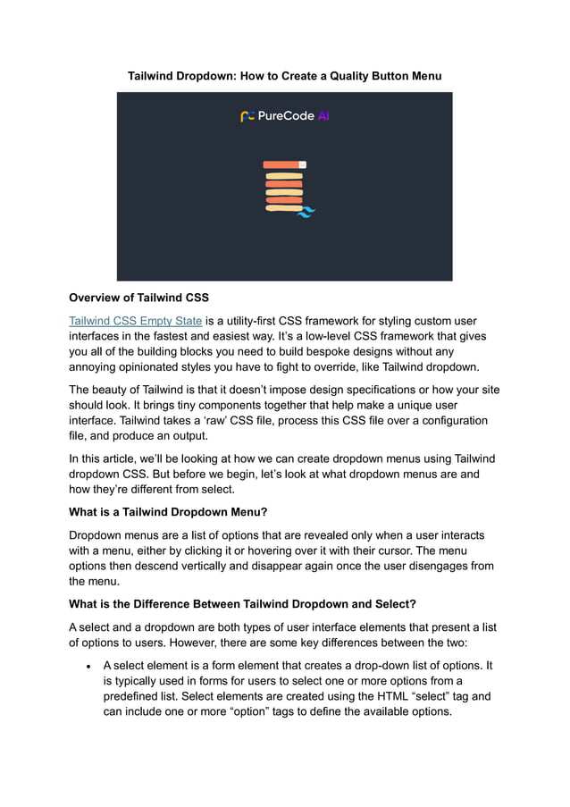 TailwindCSS Empty State - (Pure Code AI) | PDF | Web Design and HTML | Internet