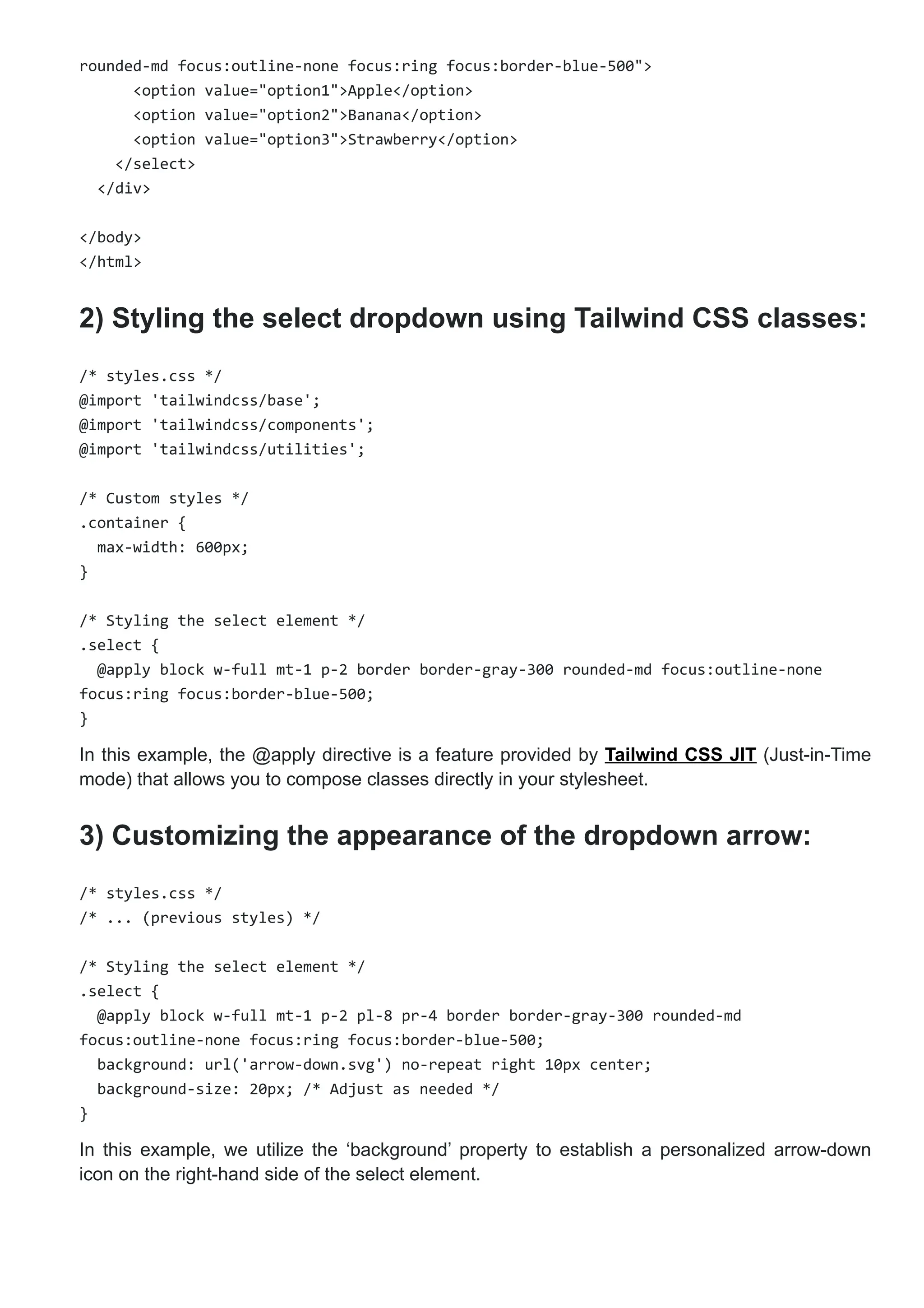 Use Tailwind Select for Easy and Reliable Dropdowns - Blogs | PDF