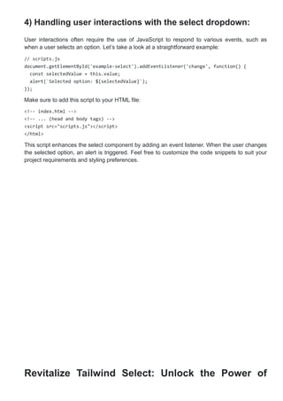 Use Tailwind Select for Easy and Reliable Dropdowns - Blogs | PDF
