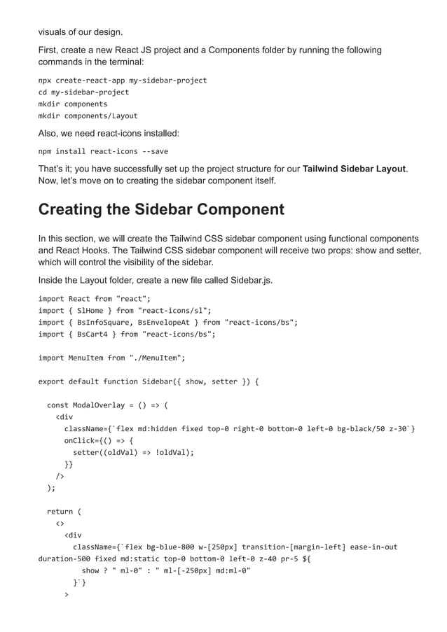 A Guide to Creating a Great Custom Tailwind Sidebar | PDF | Web Design ...