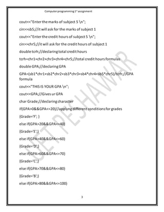 GPA calculator and grading program in c++ | DOCX