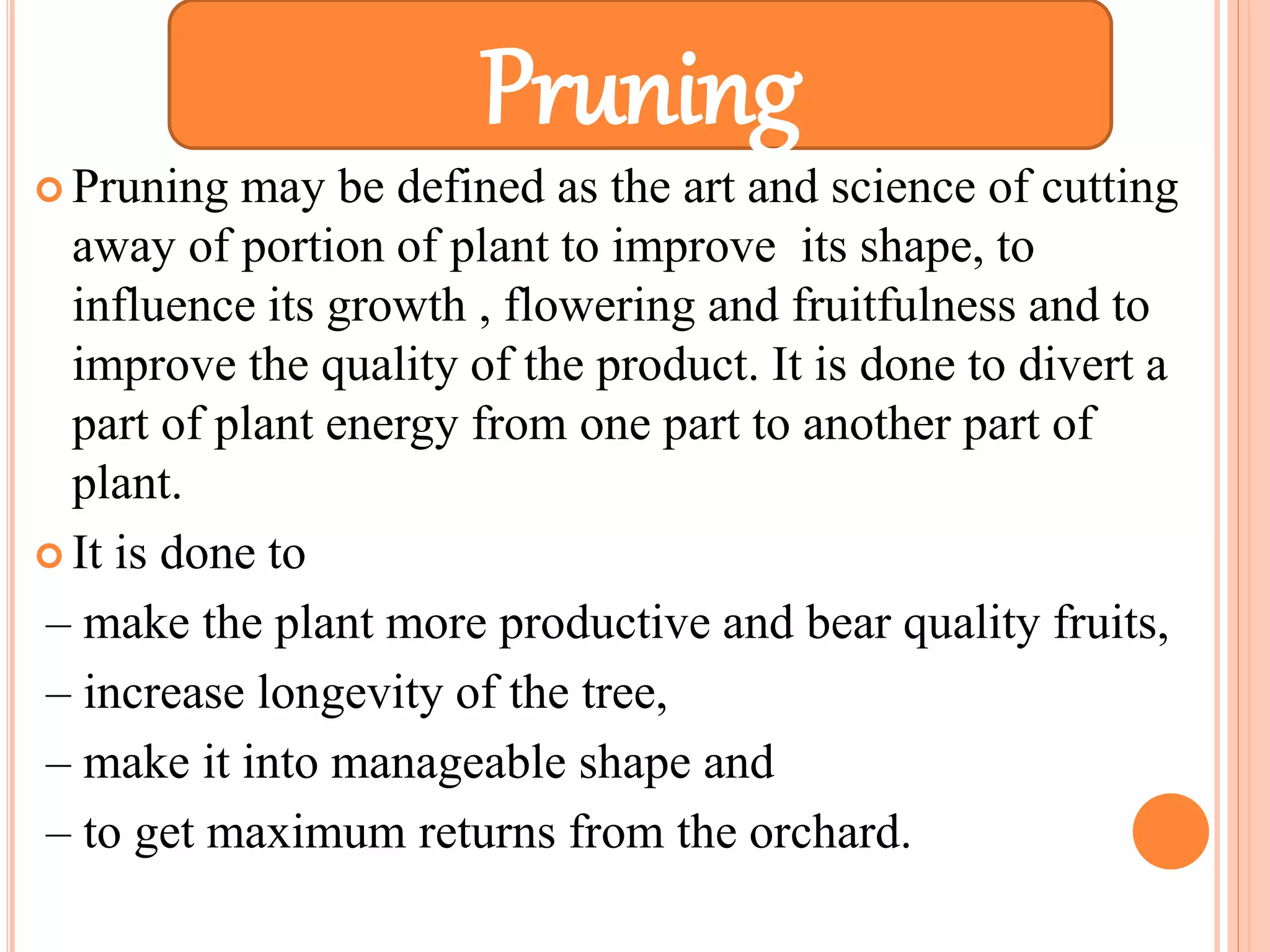 Taining and pruning in horticultural crops | PPTX