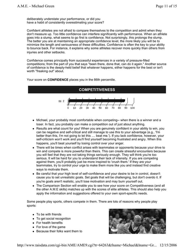 TAIS Athletes Mental Edge Inventory | PDF