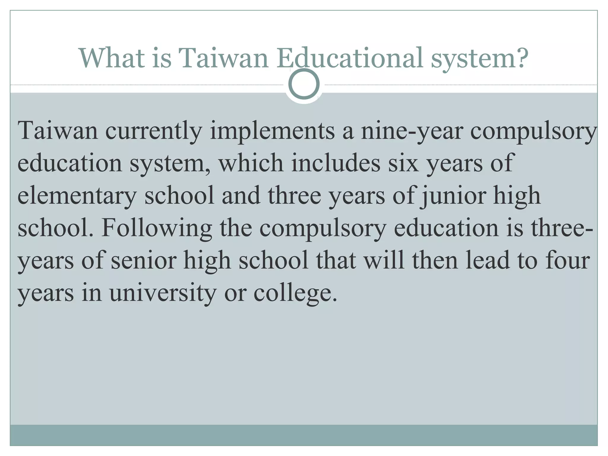 Taiwan's Educational System | PPT