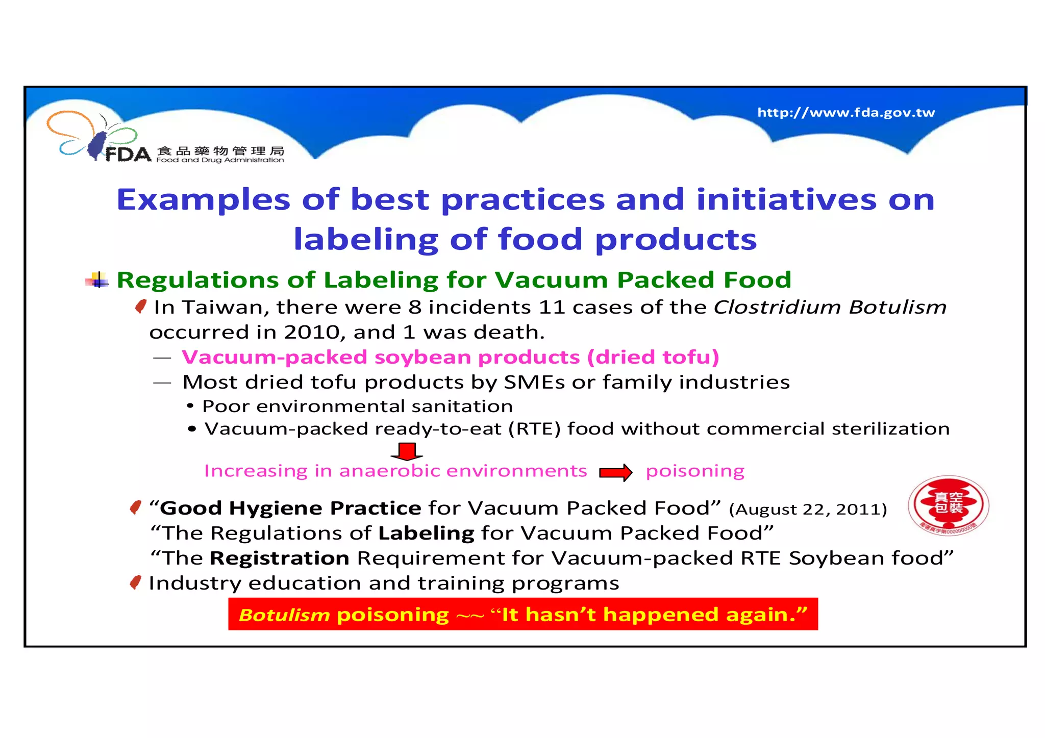 Taiwan Food Safety & Regulations for Food Labeling | PDF