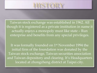 Taiwan stock exchange | PPTX