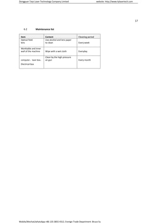 Taiyi fiber laser marking machine manual english edition | PDF