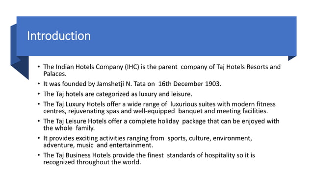 Taj group of hotels | PPTX