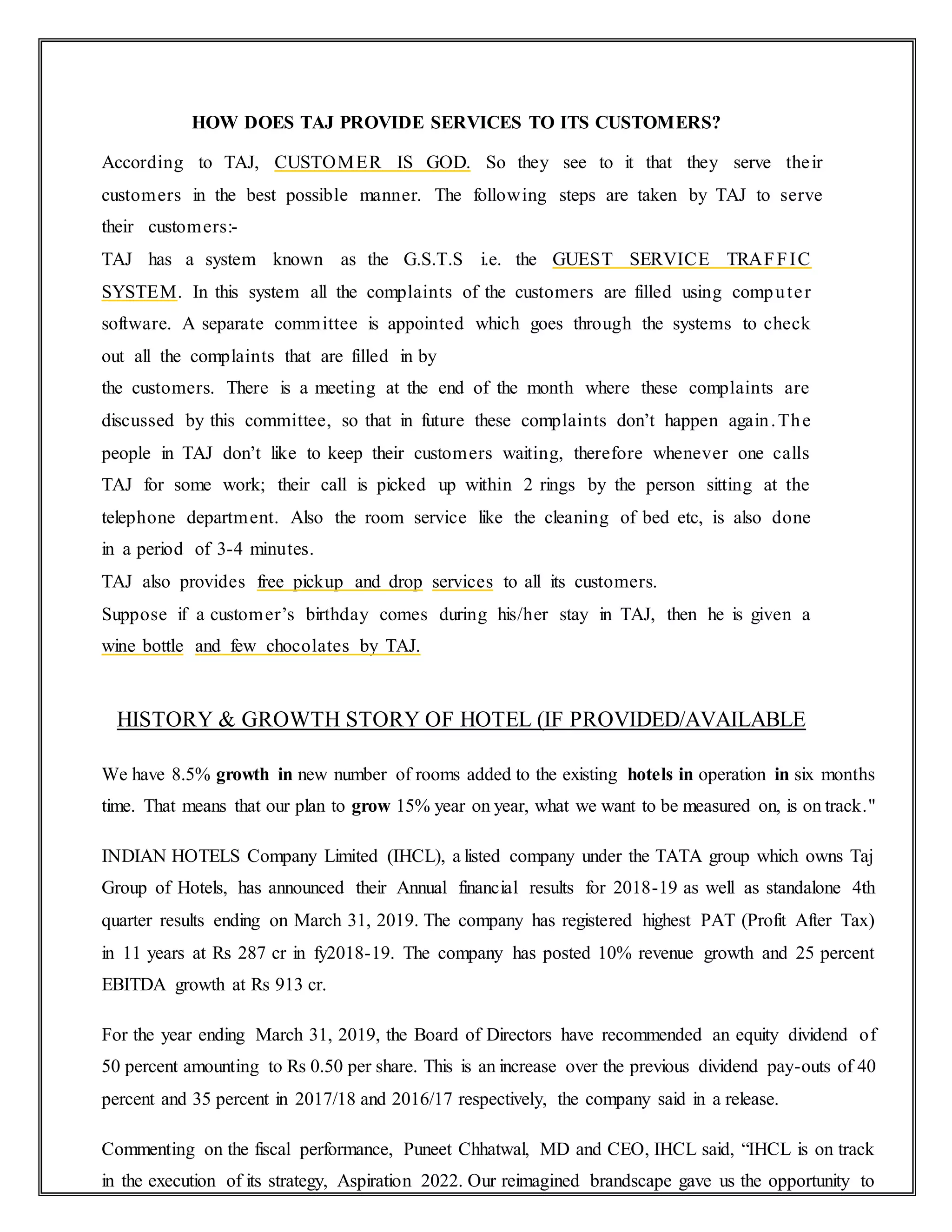 Taj hotal anuj | DOCX