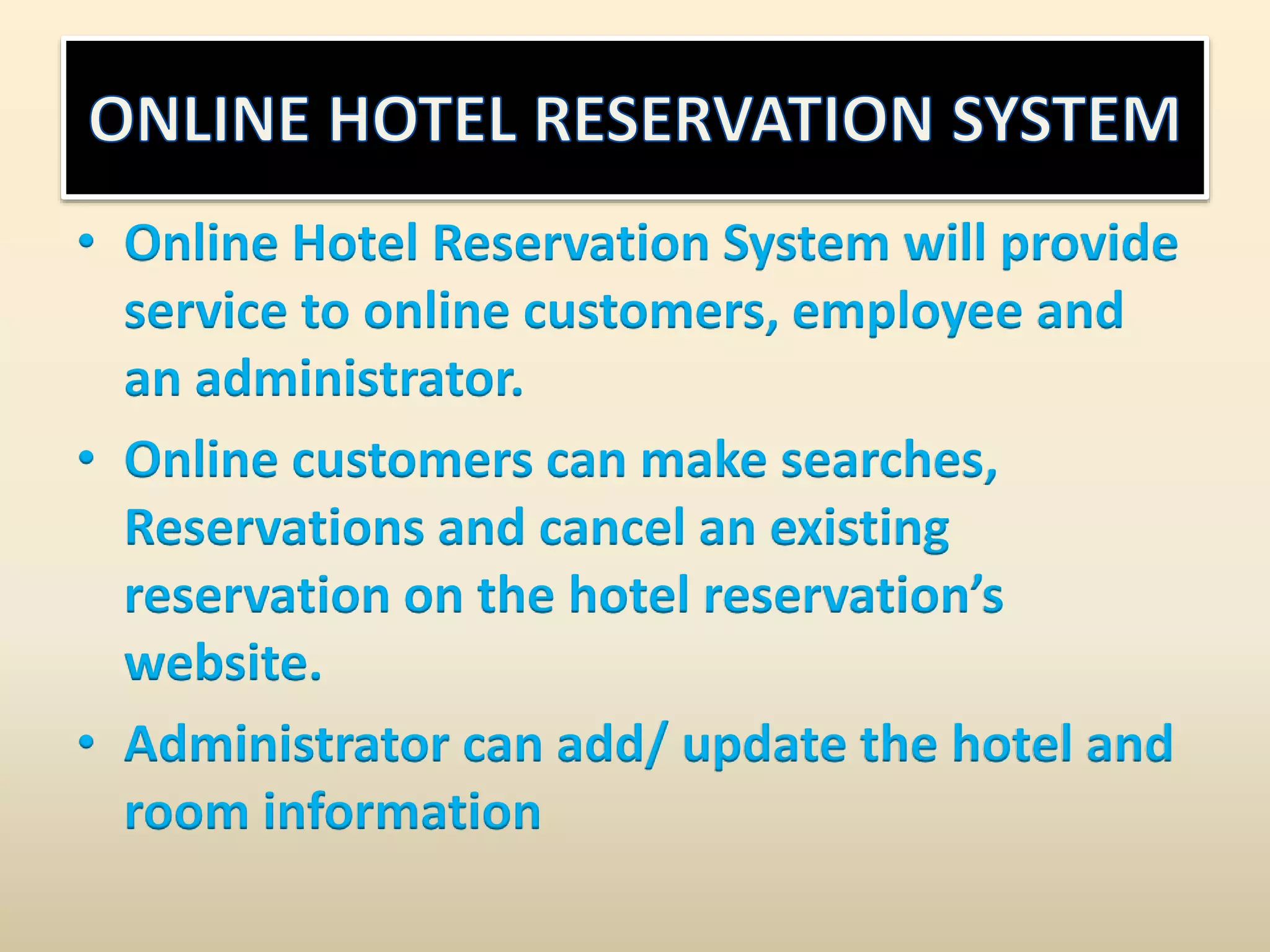 Online Hotel Reservation System PPT | PPTX