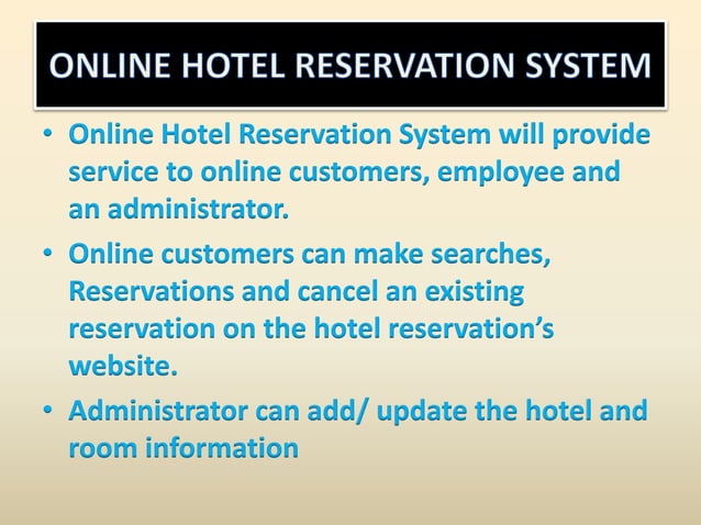 Online Hotel Reservation System PPT | PPTX