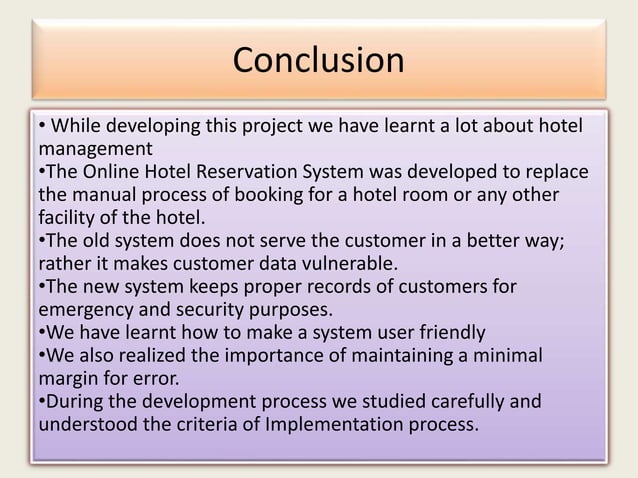 Online Hotel Reservation System PPT | PPTX