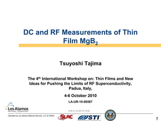 Tajima - DC and RF Measurements of Thin Film MgB2 | PDF