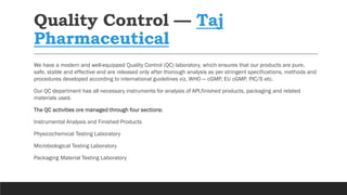 Taj pharmaceuticals limited, a fully integrated pharmaceutical company ...