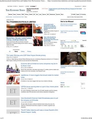 Taj pharmaceuticals limited news the economic times | PDF