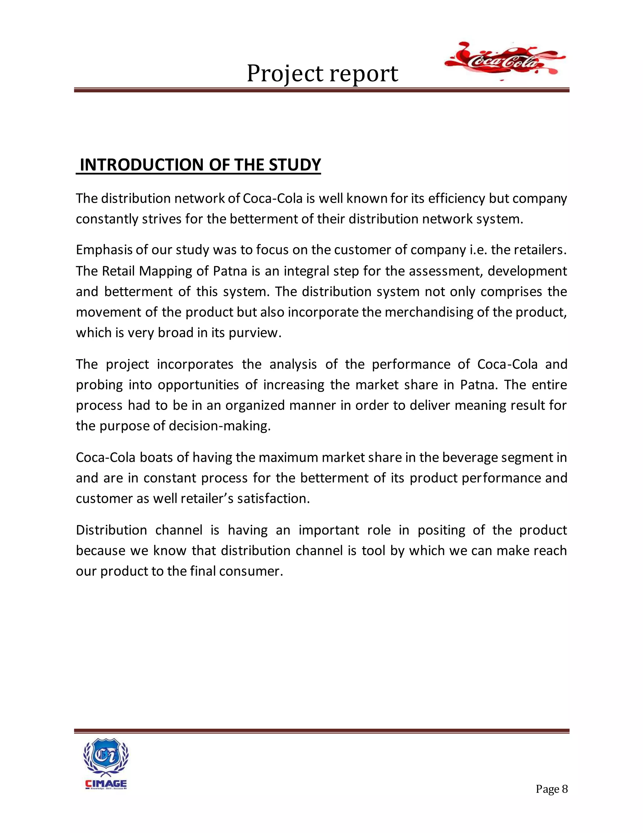 A PROJECT ON MARKETING COCA-COLA | DOCX